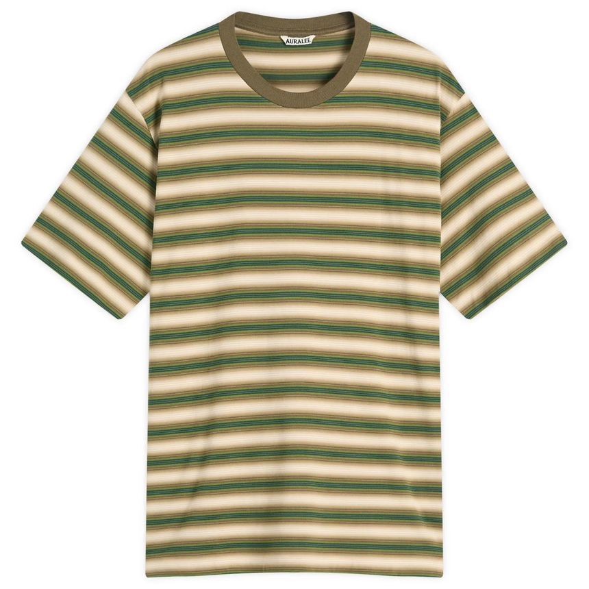 오라리(Auralee) | 오라리 남성 Auralee Gradient Stripe Jersey Tee Fade Brown ...