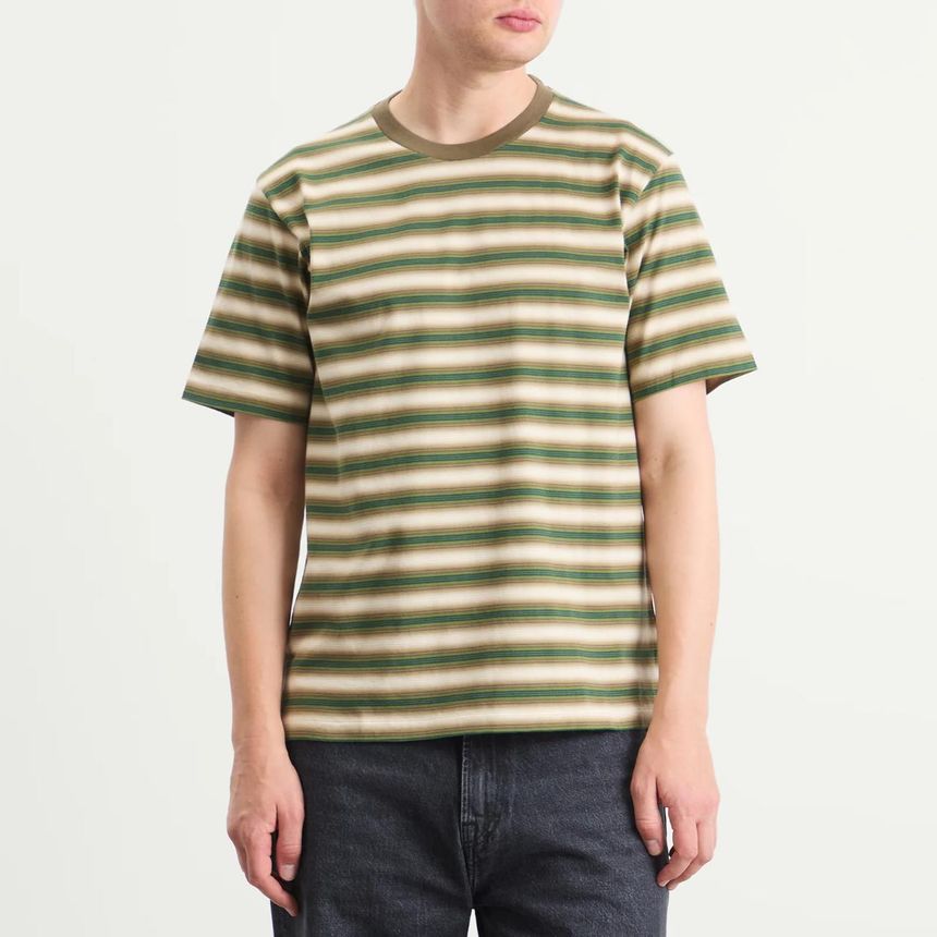 오라리(Auralee) | 오라리 남성 Auralee Gradient Stripe Jersey Tee Fade Brown ...