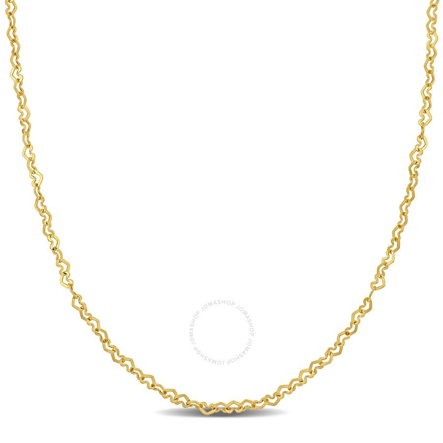Amour 2mm Heart Link Necklace in 14k Yellow Gold 16 in AMR JMS010989