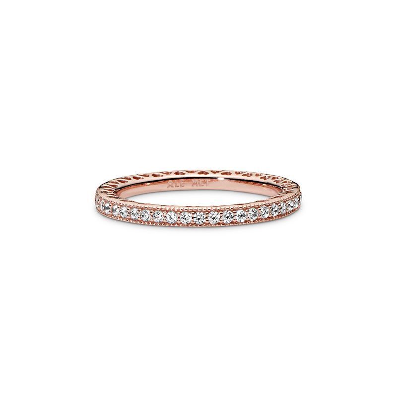Pandora Cubic Zirconia Signature Sparkle Hearts Ring 13311261 Rose Gold