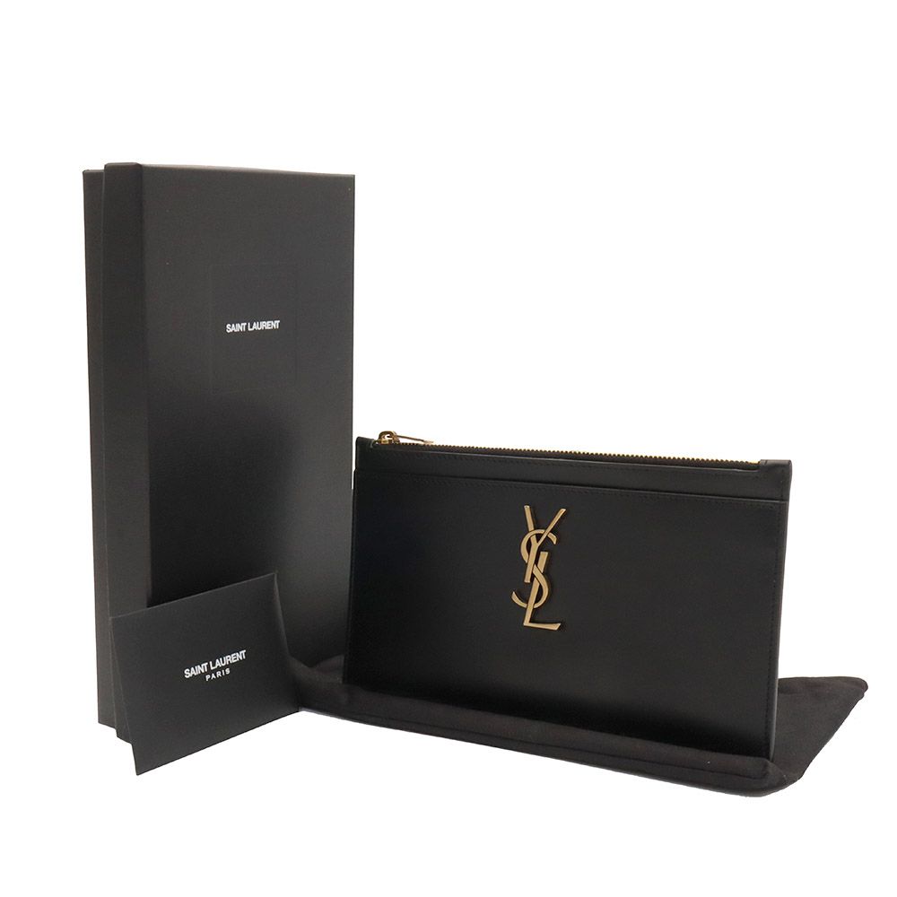 Saint Laurent Black Smooth Calf Embellished Monogram Bill Saint Laurent Black Smooth Calf Embellished Monogram Bill